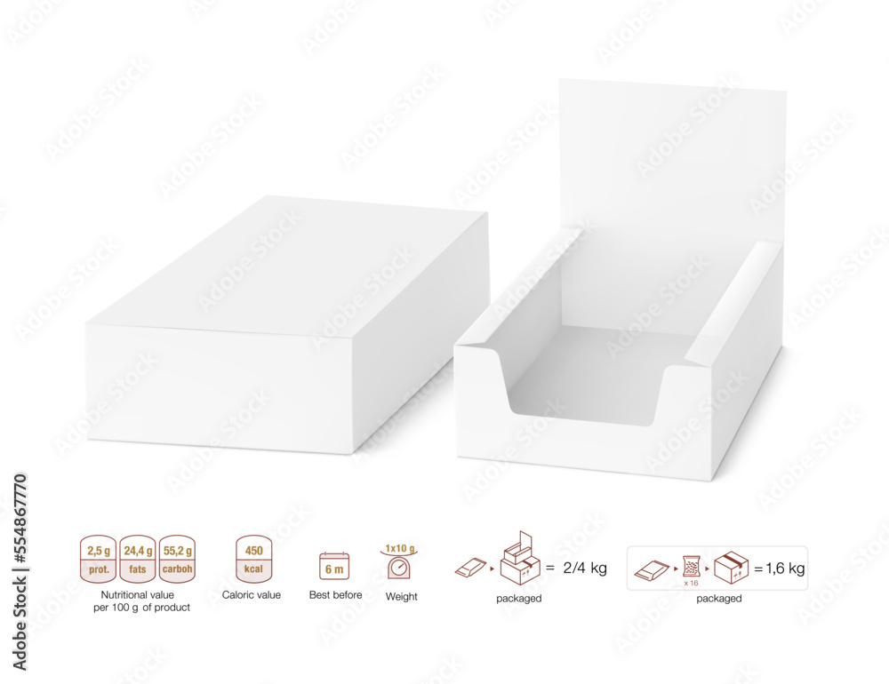 Clean show boxes mockup. Vector illustration isolated on white ...