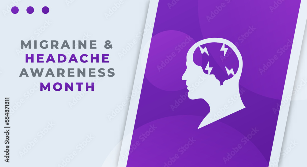Happy National Migraine and Headache Awareness Month Celebration Vector ...