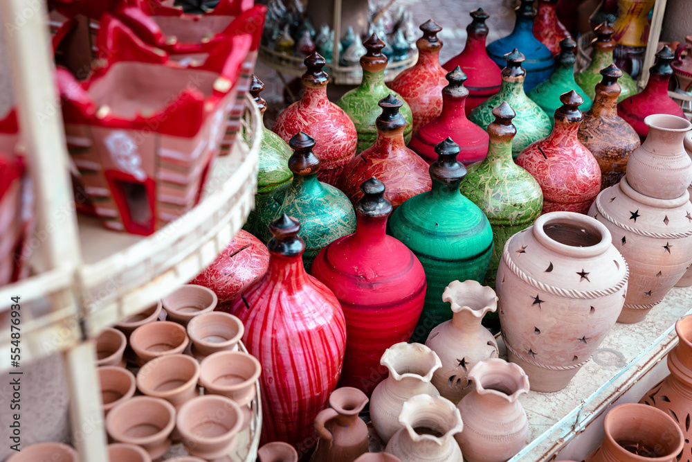 Omani Souvenirs. Hand Made Pottery in Nizwa Market. Clay Jars at the ...