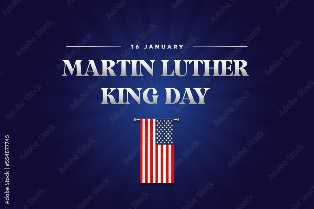 Martin Luther King Jr Day greeting card - horizontal blue and red ...