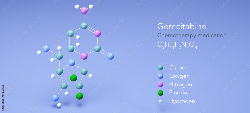 gemcitabine molecular structures, Chemotherapy medication 3d model ...