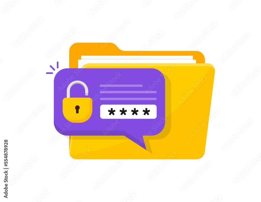Folder lock icon. Secure folder with confidential files. Document ...