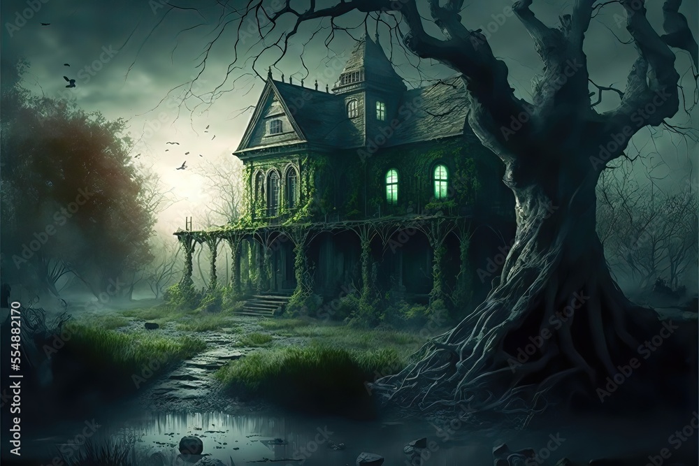 Horror Creepy and Scary Nature Environment. Generative AI Stock ...