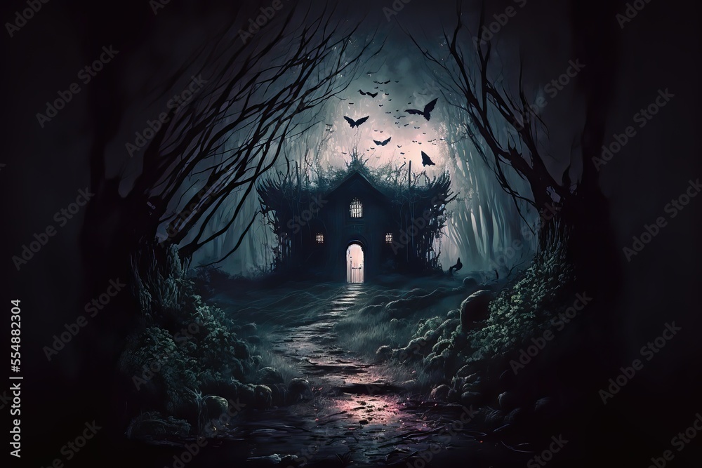 Horror Creepy and Scary Nature Environment. Generative AI Stock ...