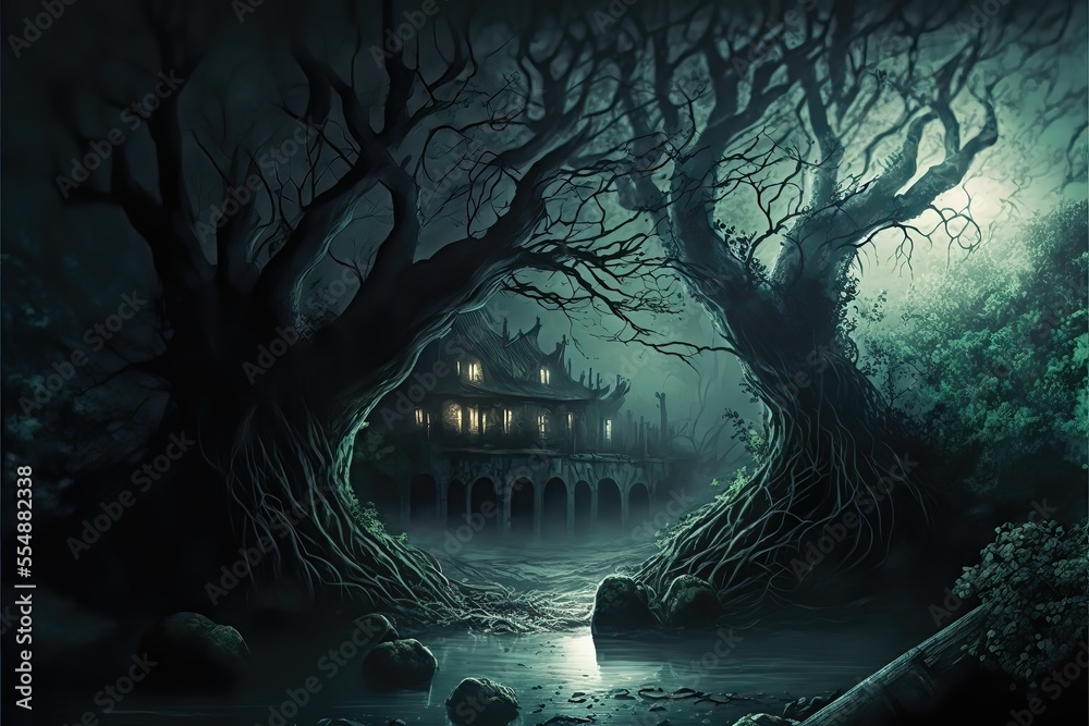 Horror Creepy and Scary Nature Environment. Generative AI Stock ...