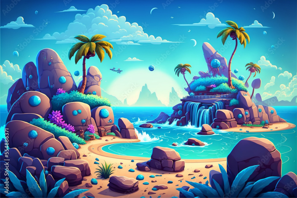 Generative AI, incredible fantastic cute backdrop, cute cartoon ...