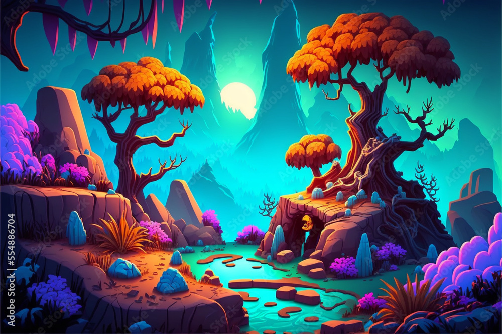 Generative AI, incredible fantastic cute backdrop, cute cartoon ...