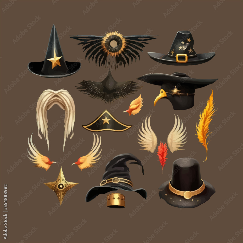 Magic witch hats, wizard caps for Halloween Isolated on background ...