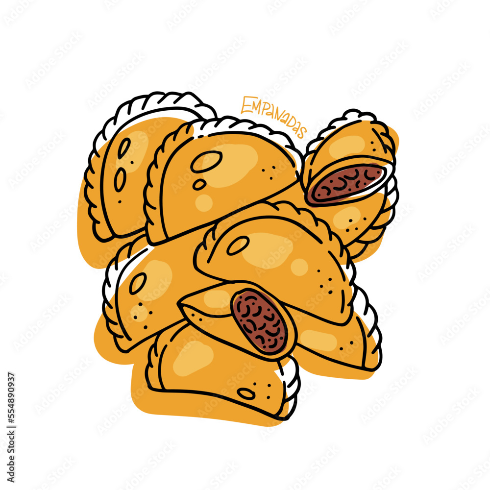 Mexican Empanadas isolated sublimation print concept. Half of broken ...