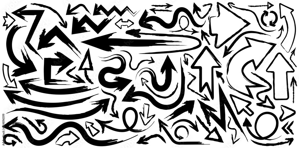 Grunge draft sketch arrow vector. punk arrows brush. grunge arrow paint ...