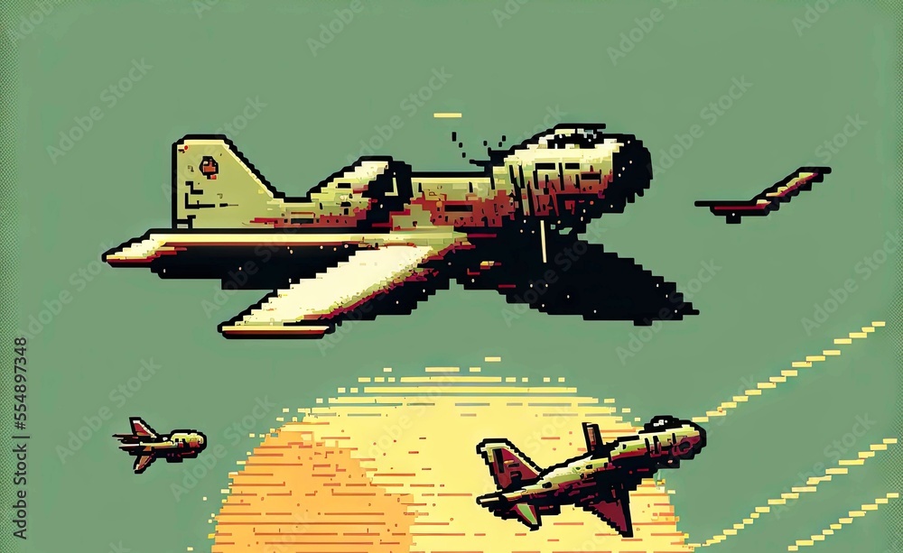 World War II-era plane air force fighter attacking bombers in sky, 8 ...