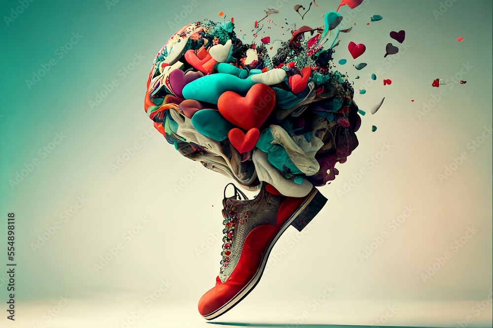 Surreal and abstract concept of falling head over heels in love ...