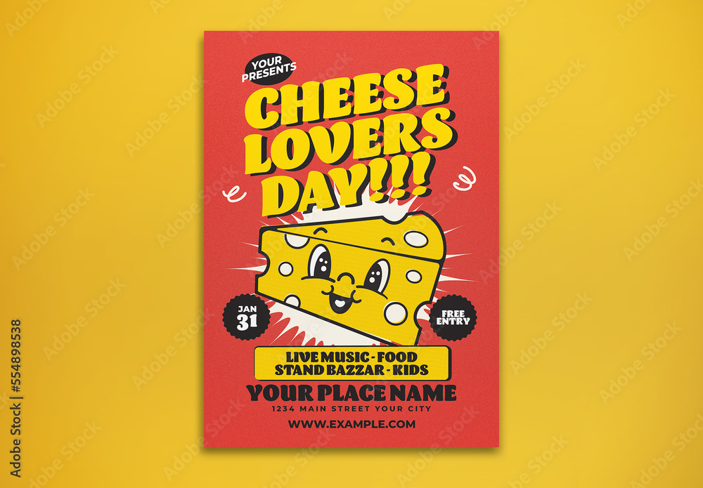 Cheese Lovers Day Flyer Stock Template | Adobe Stock