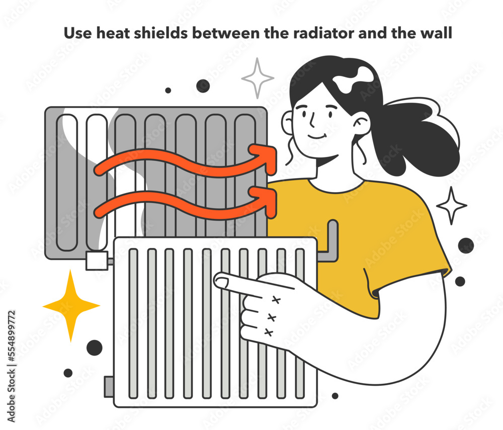Use heat shields between the radiator and the wall for energy ...