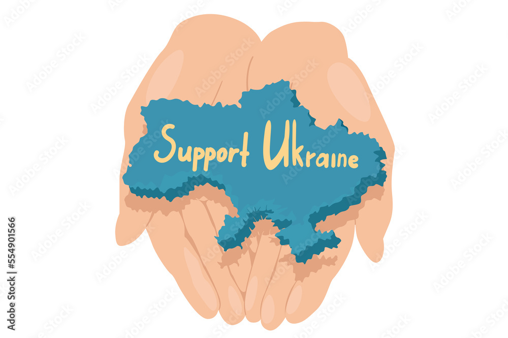 I Support Ukraine poster isolated concept background. Human hands ...