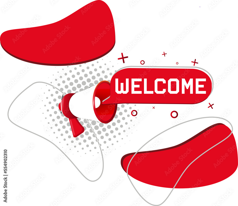Welcome. Hand Holding Megaphone With Speech Bubble Stock Illustration ...
