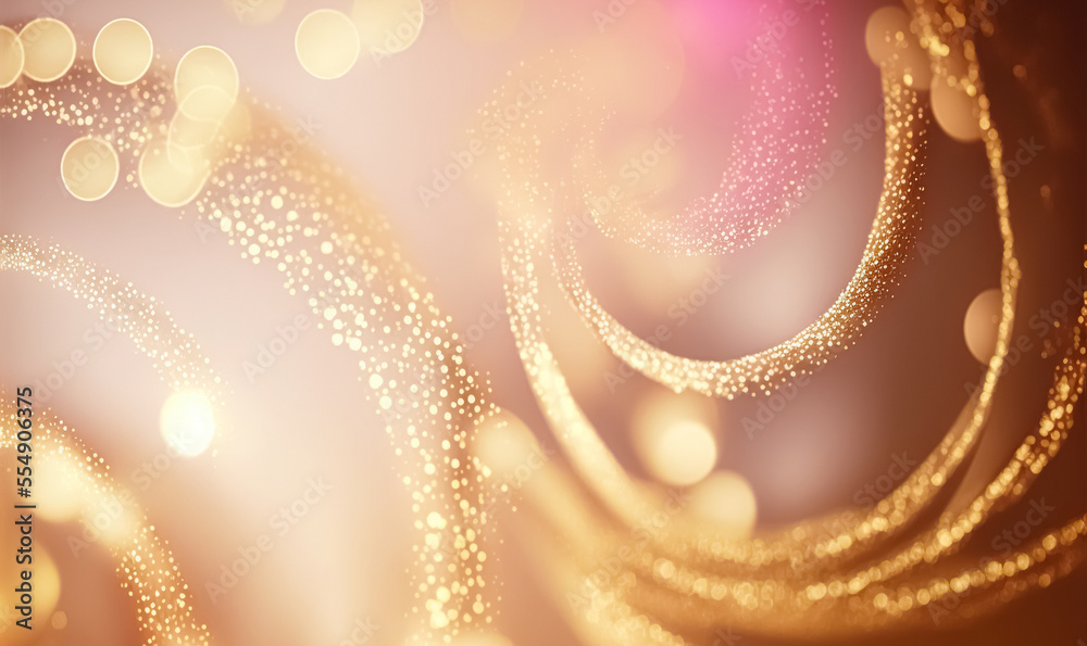 Abstract luxury swirling soft pink background with gold particle ...