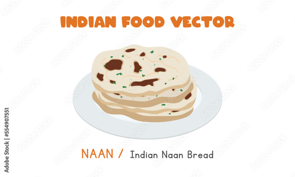 Indian Naan - Indian Naan Bread flat vector design illustration clipart ...
