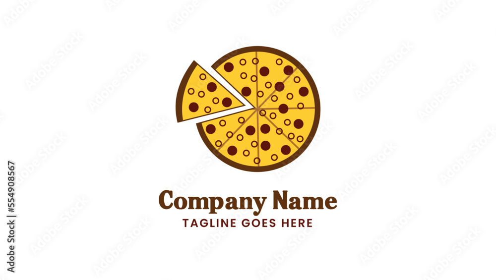 Full Pizza With Bite Logo Stock Vector | Adobe Stock