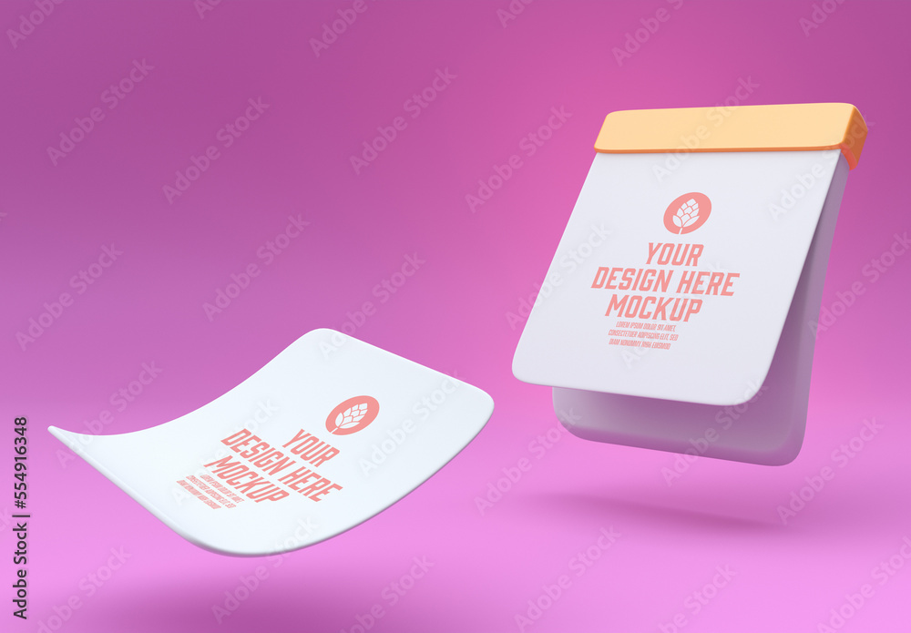 Comic 3D Calendar. Concept Mockup Stock Template | Adobe Stock