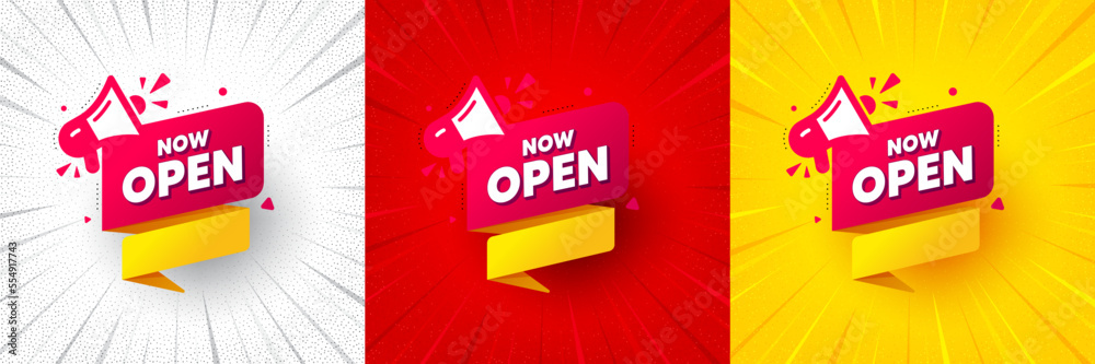 Vetor de Now open banner. Flash offer banner, coupon or poster ...