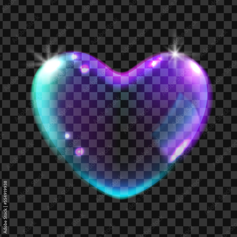 3D heart bubble overlay vector illustration, magic Valentine’s Day ...
