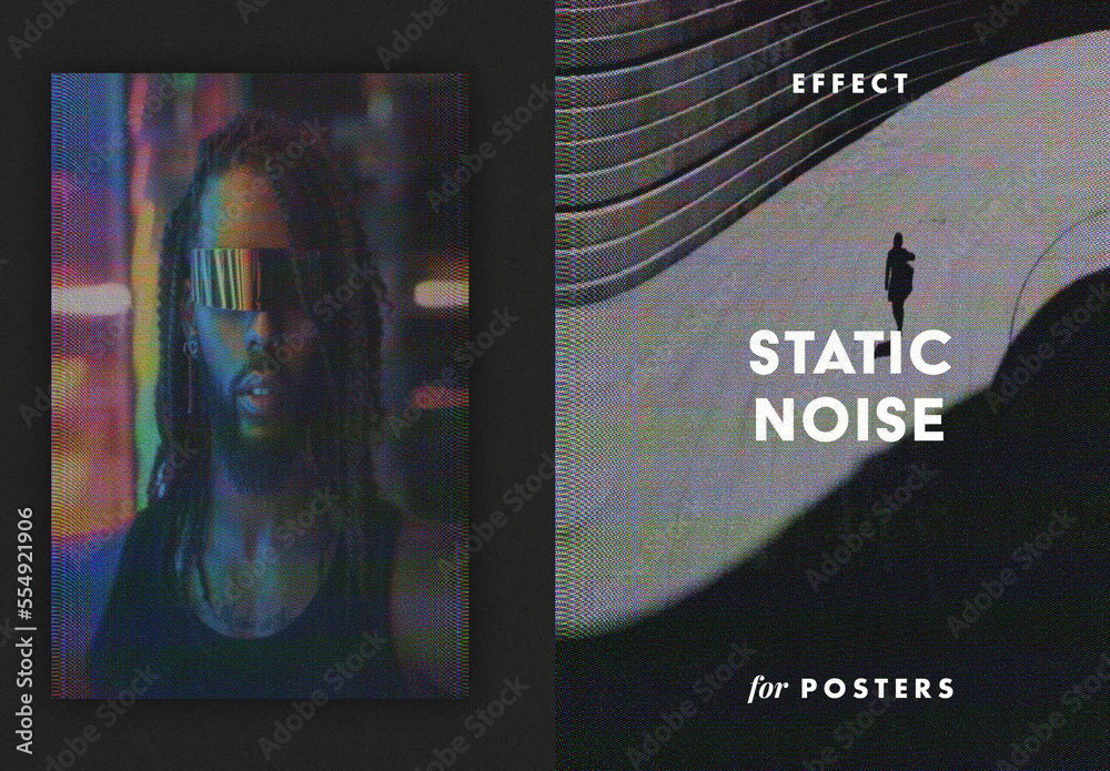 Static Noise Poster Photo Effect Mockup Stock Template | Adobe Stock