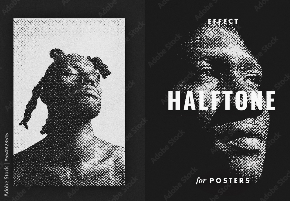 Bitmap Halftone Poster Photo Effect Mockup Stock Template | Adobe Stock