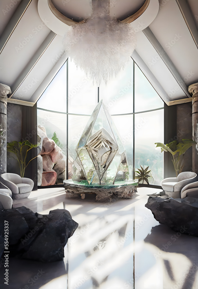 The interior design concept is elegant and luxurious with a variety of ...