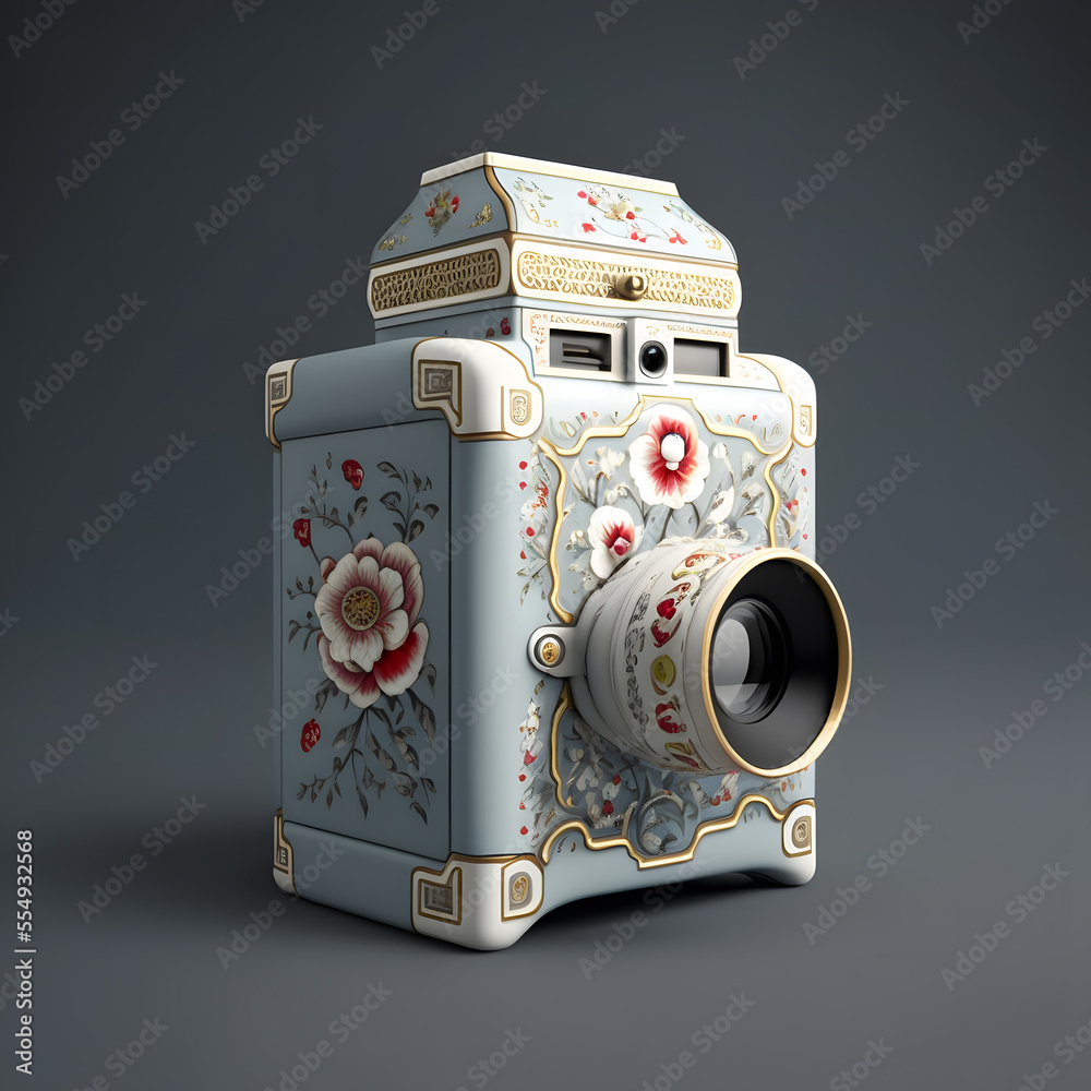 illustration of a medium format camera design made of ceramic material ...