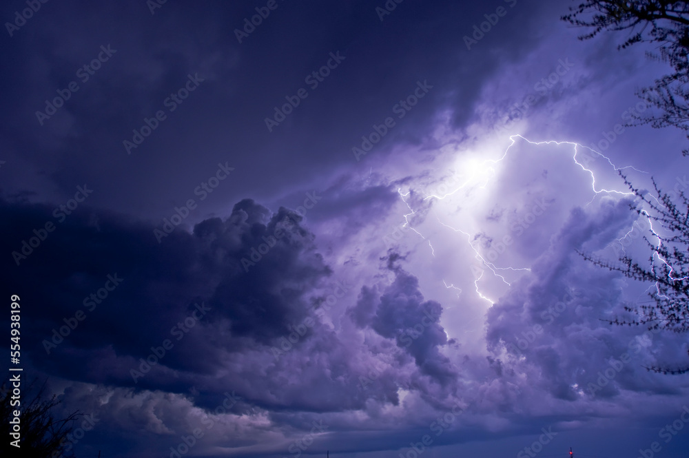 Lightning, cumulo-nimbus clouds and thunderheads. Stock Photo | Adobe Stock