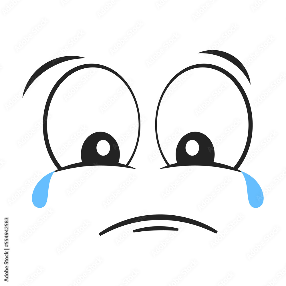 Cartoon crying face. Сrying expression vector illustration. Stock ...