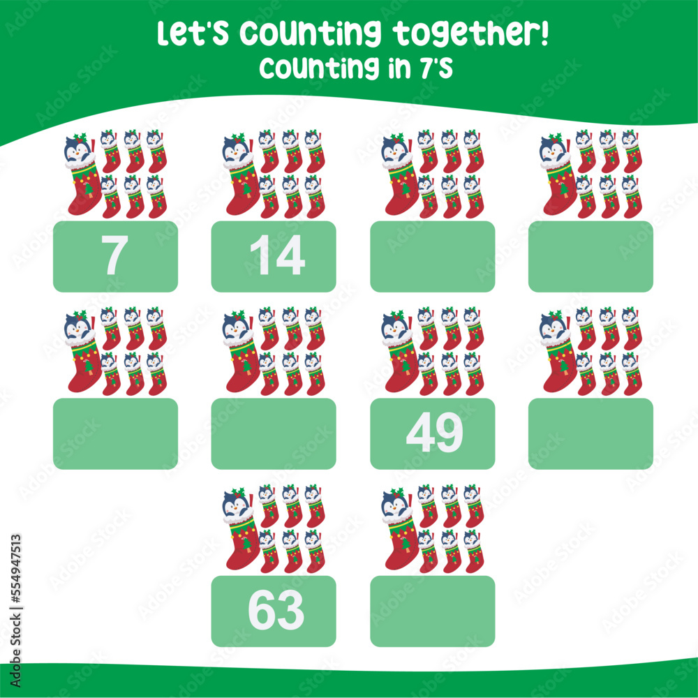 Counting by seven's the Christmas elements. practising math in multiple ...