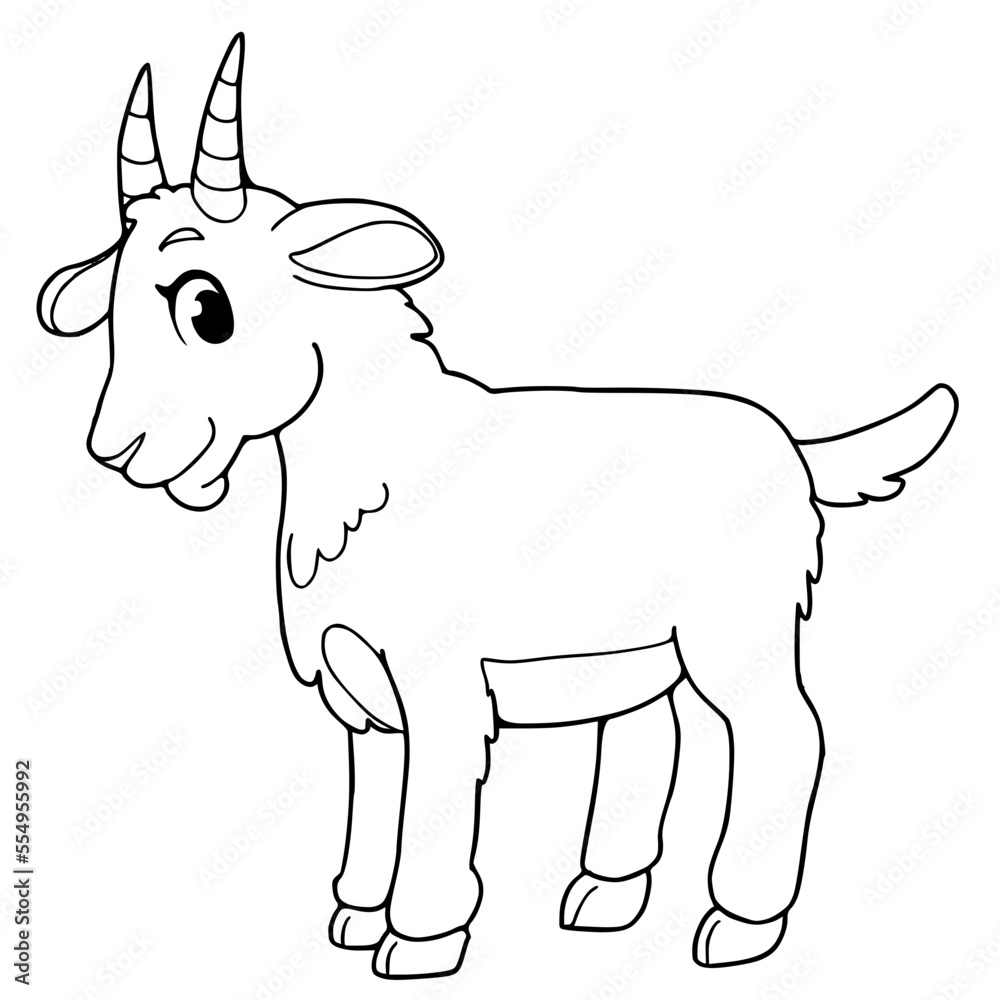 Goat coloring book page.vector illustration isolated on white ...