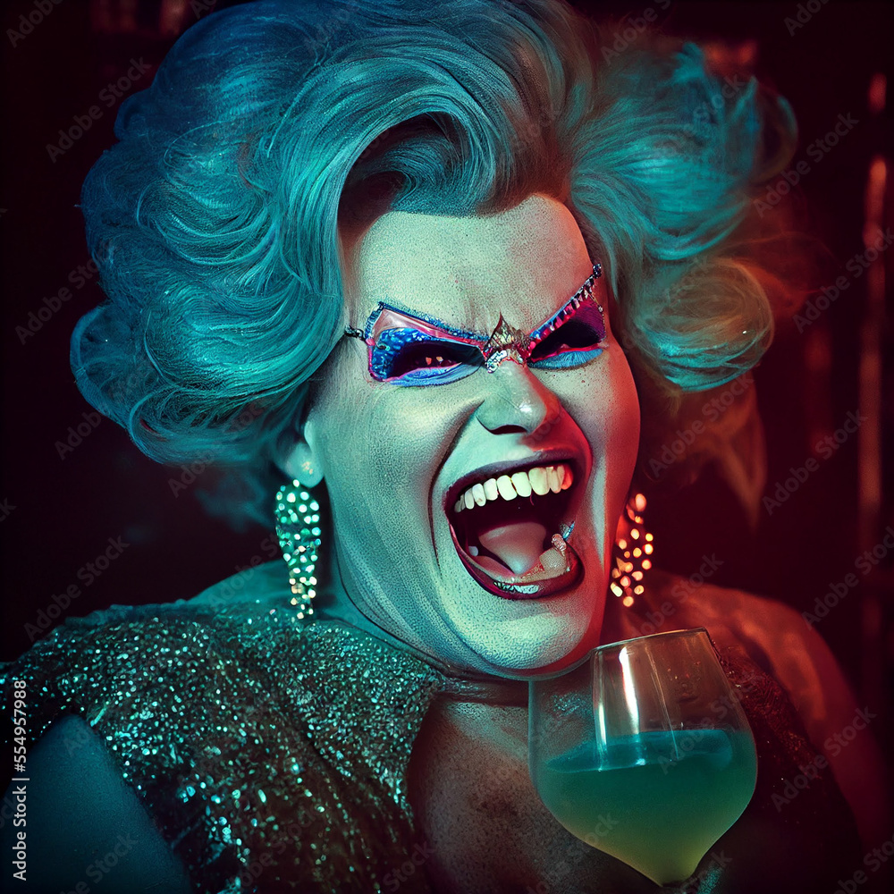 happy & drunk drag queen Stock Illustration | Adobe Stock