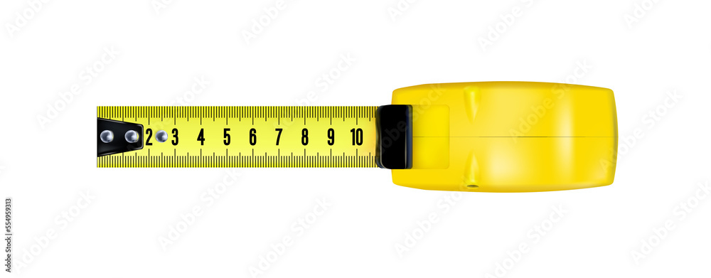 Top view Realistic yellow Tape measure isolated. Photo-realistic ...