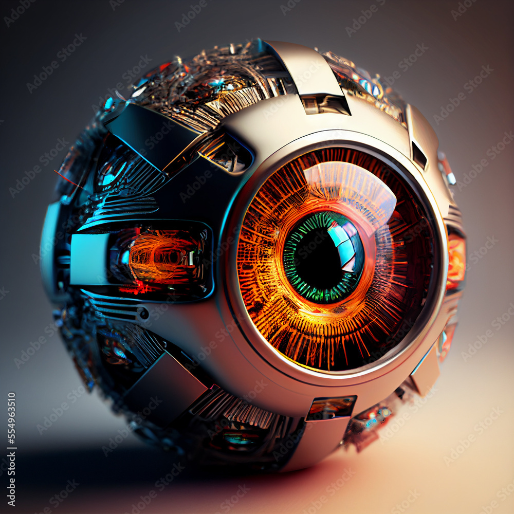 Abstract cyber eye created with Generative Ai Stock Illustration ...