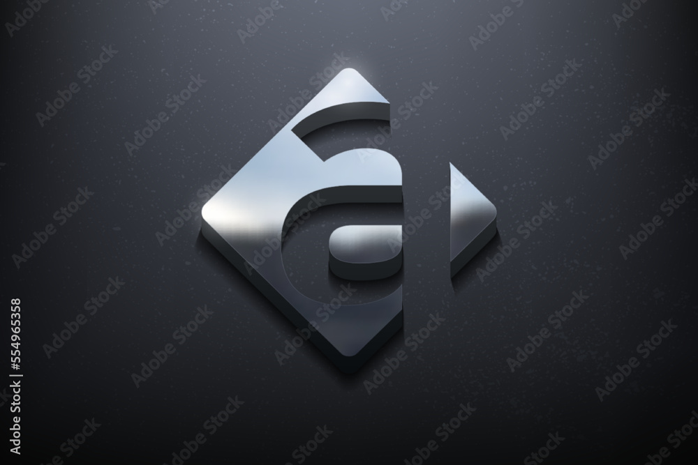 Letter 3D Logo Design, Shiny Mockup Logo with Textured Wall. Realistic ...