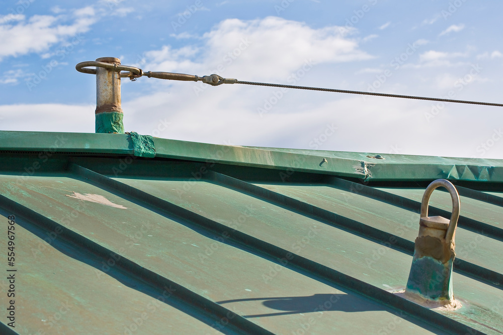 Horizontal lifeline fall protection system with inox stainless s Stock ...