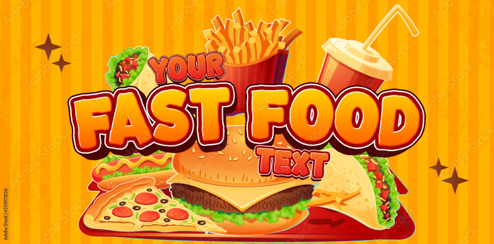 Vector vintage fast food special offer. Hand drawn junk food frame ...