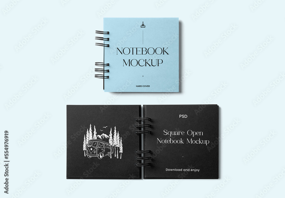 Square Notebook Mockups Stock Template | Adobe Stock