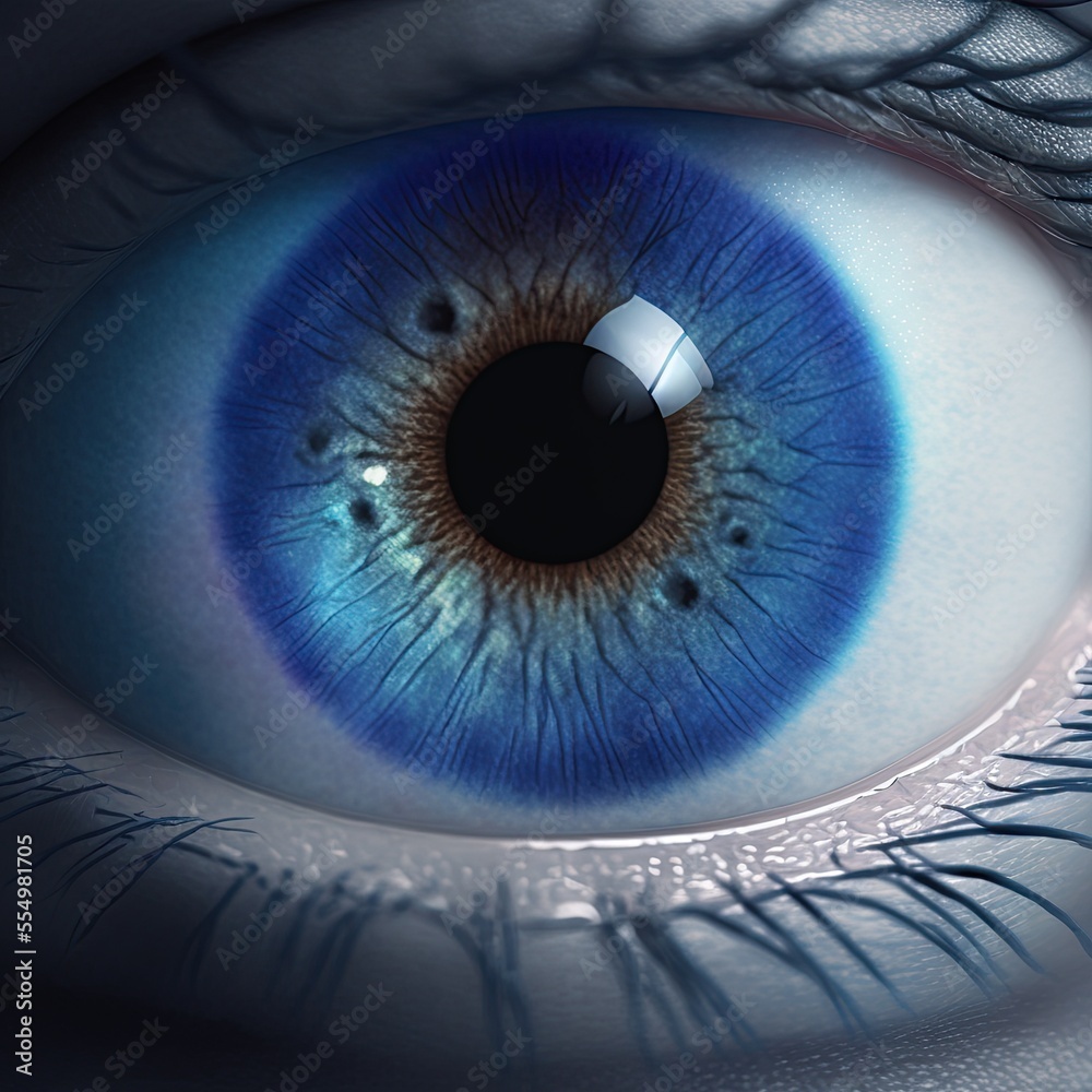 close-up look of human blue eyes. Beautiful macro image of a human eye ...