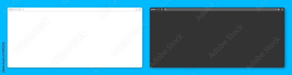 Blank web browser window with toolbar and search field. Modern website ...