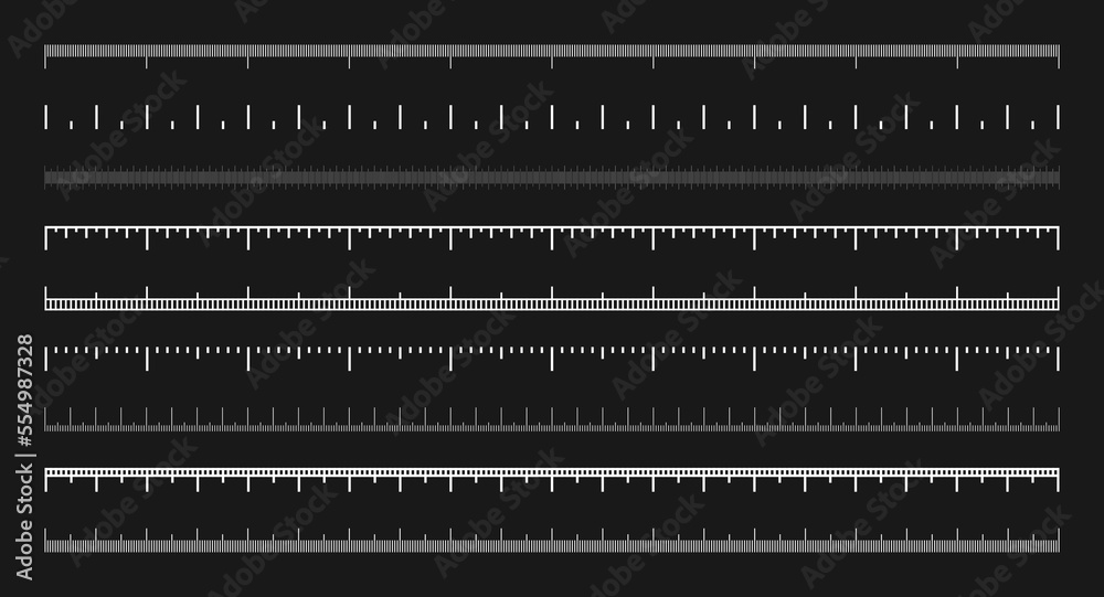 Various measurement scales with divisions. Realistic white scale for ...
