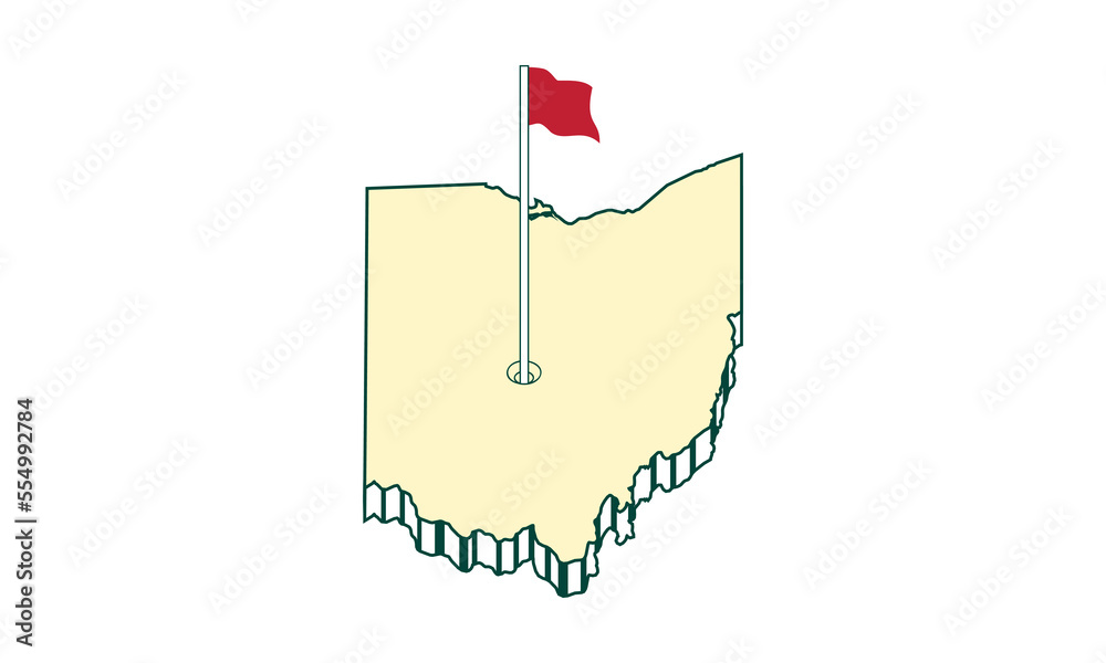 3d map of ohio isolated on white background. silhouette or borders of ...