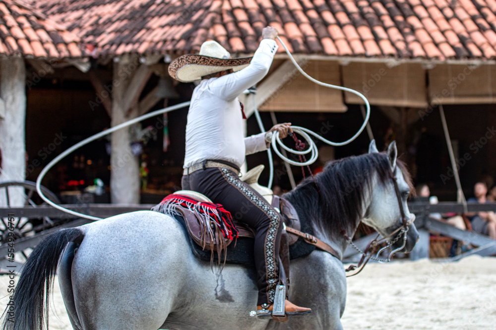 Naklejka Horseman also known as Mexican charro in a magnificent ...