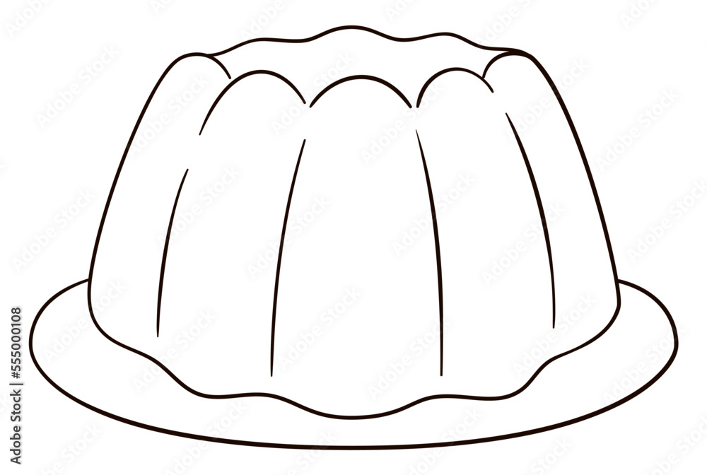 Delicious custard drawing in outline style for coloring, Vector ...