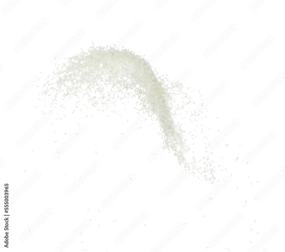 Japanese Rice flying explosion, white grain rices explode abstract ...