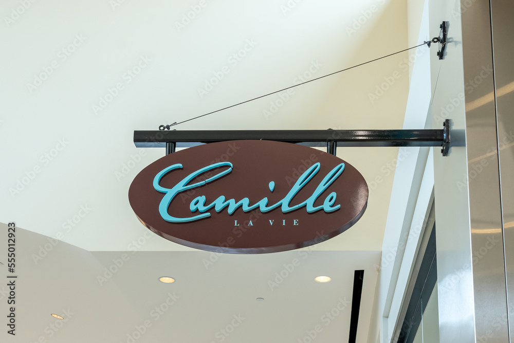Houston, Texas, USA - March 6, 2022: A Camille La Vie store projecting ...