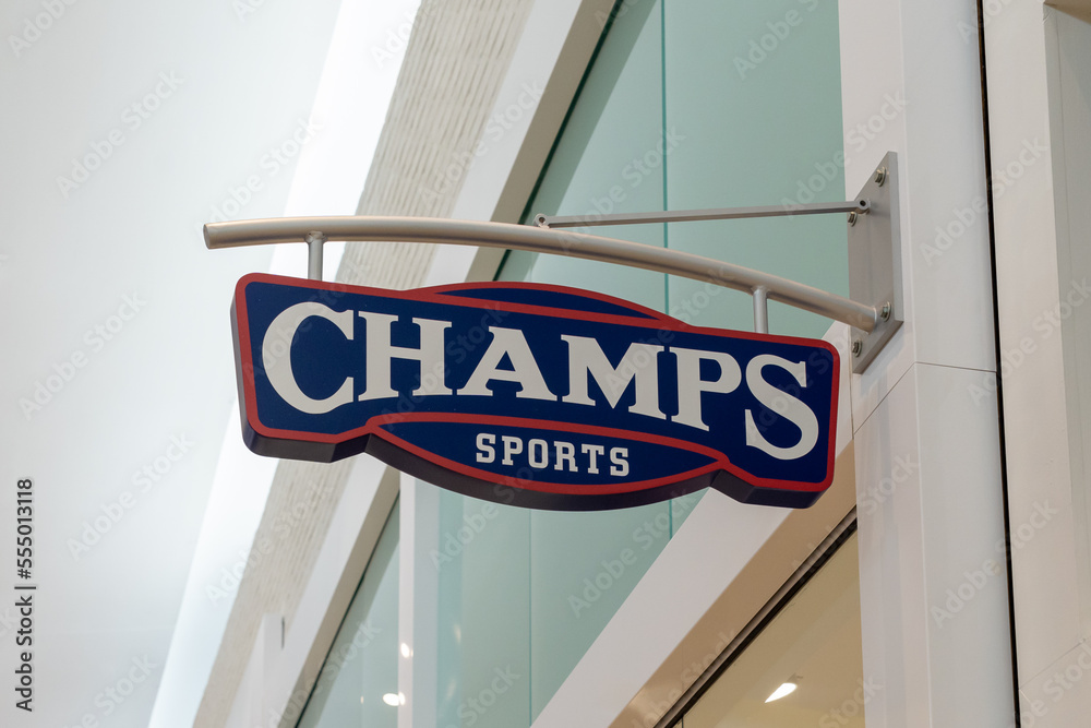 Houston, Texas, USA - March 6, 2022: A Champs projecting sign is shown ...